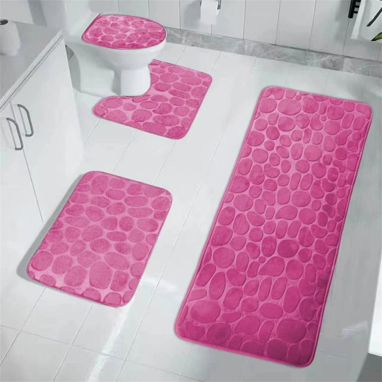 1Pc Bathroom Three Embossed 50*80Cm+50*40Cm(U Shaped) +40*40Cm toilet ...
