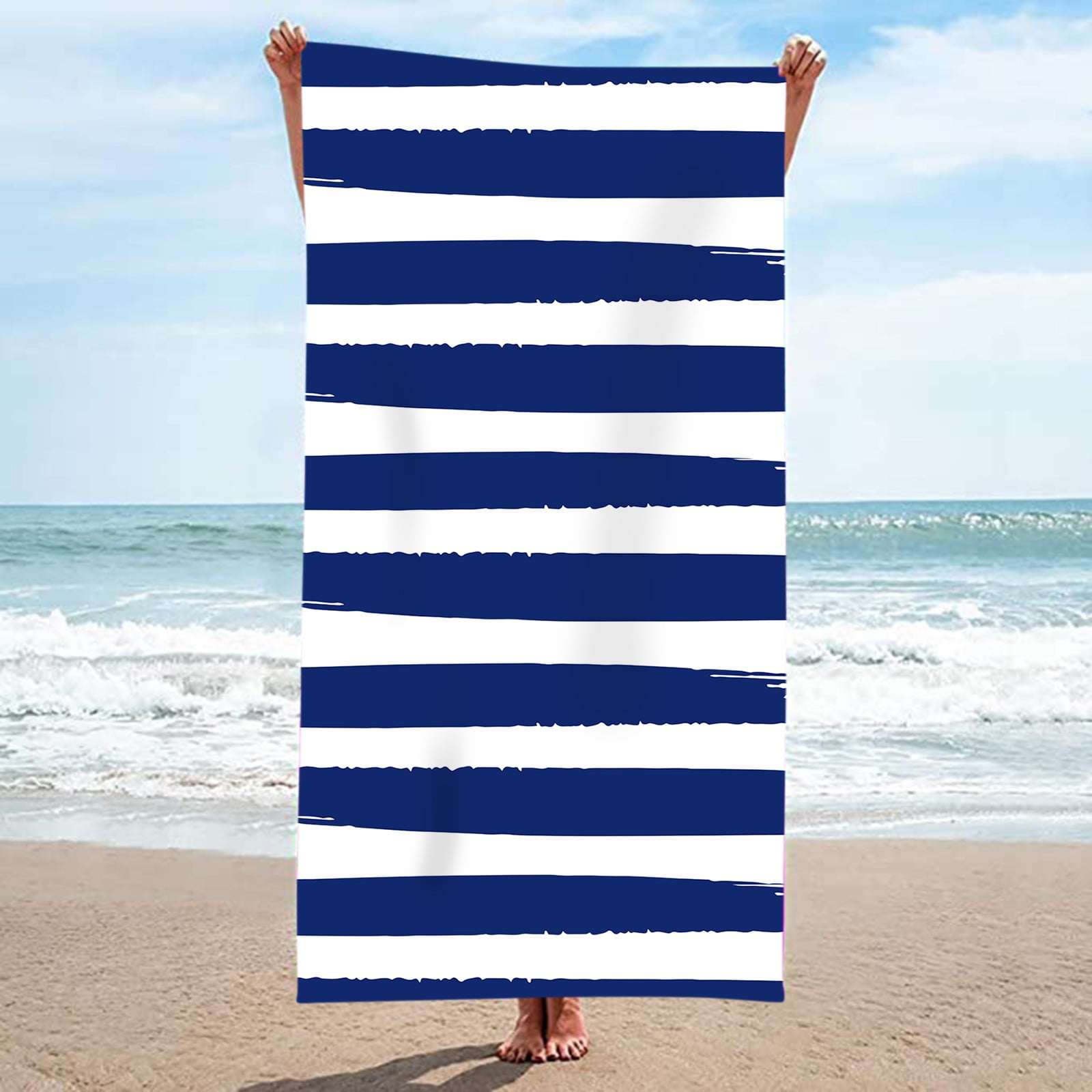 1Pc Beach Towel Clearance! Microfiber Beach Towel Ultra Light Stripe ...