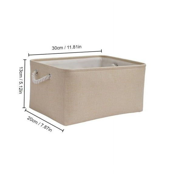 1Pc Beige/Grey Folding Storage Basket Linen Storage Fabric Wardrobe ...