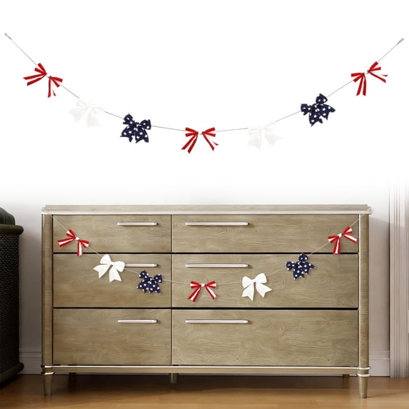 1Pc Bow Banner 4Th Of July Bow Banner For Entryway,Cloth White ...