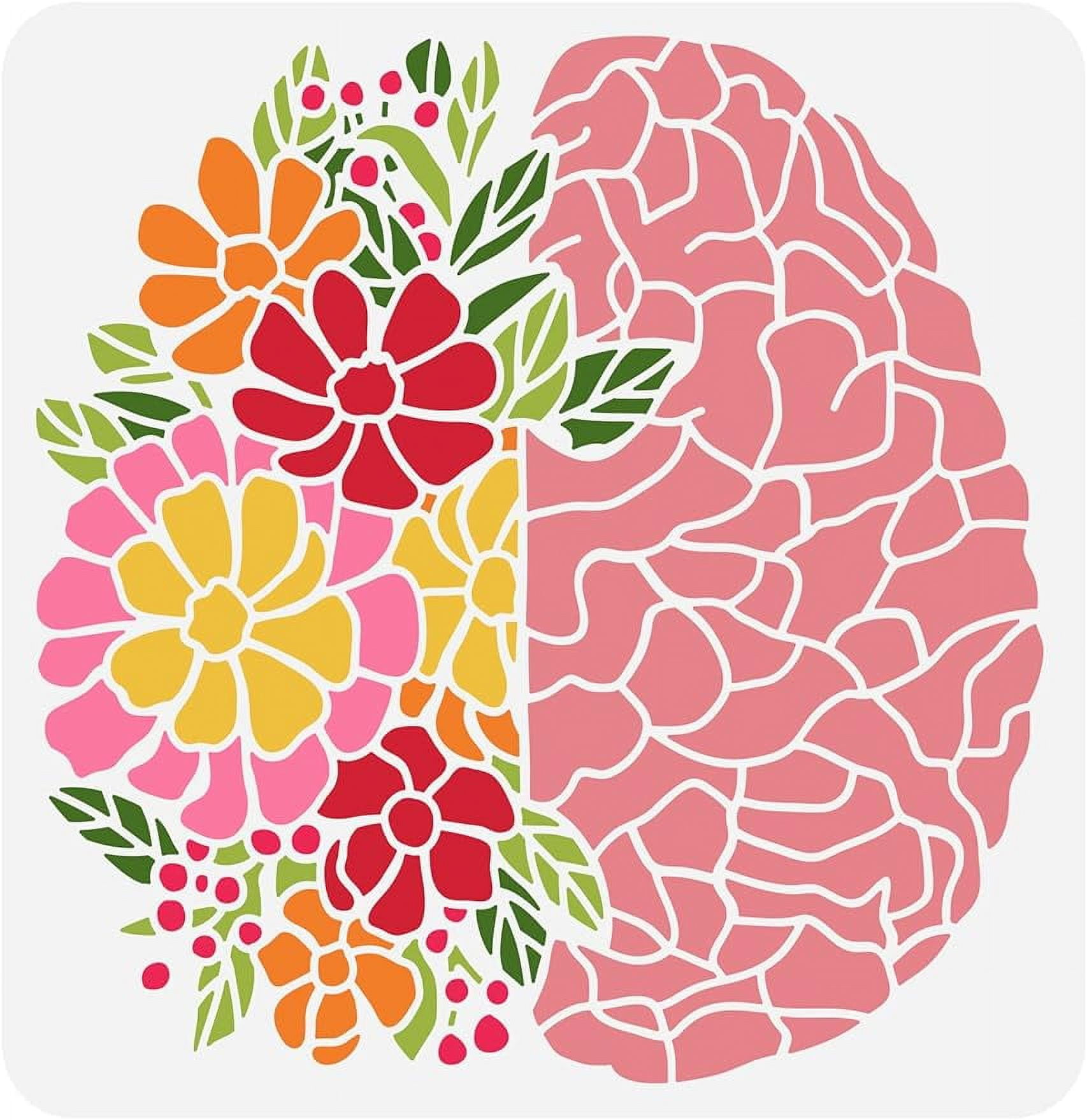 1Pc Brain Stencil Flowers Stencil Plastic Flower Leaves Brain Pattern ...