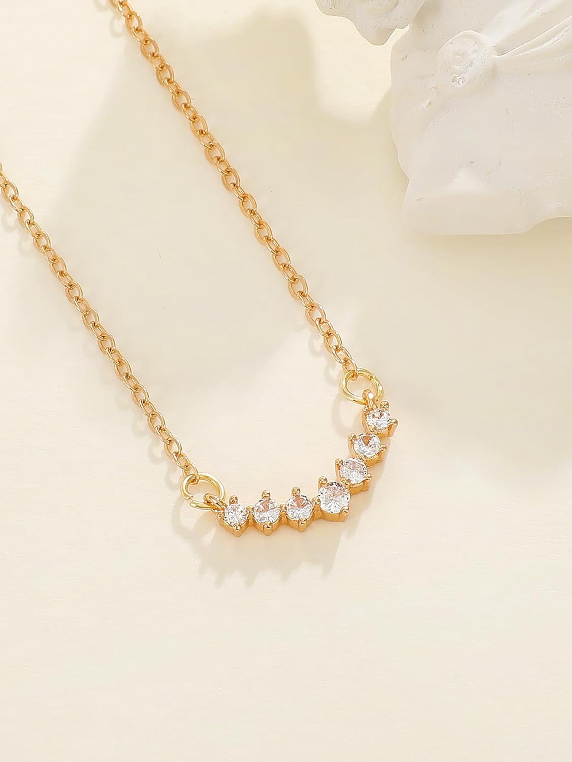 1Pc CZ Diamond Necklace Rhinestone Moon Link Chain Necklaces Vintage ...