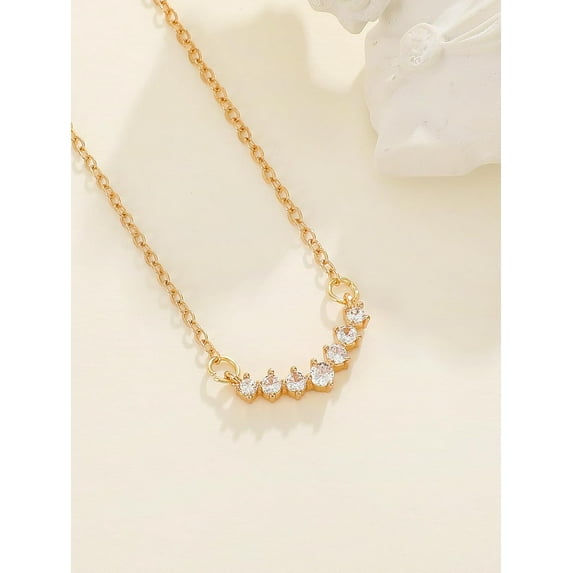 1Pc CZ Diamond Necklace Rhinestone Moon Link Chain Necklaces Vintage ...