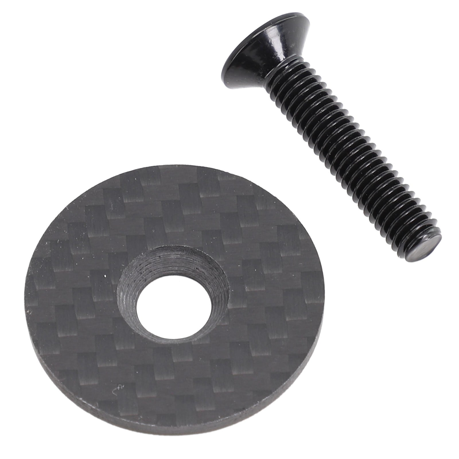 1Pc Carbon Fiber Bike Headset Stem Cap Cover With Titanium Bolt Dia ...