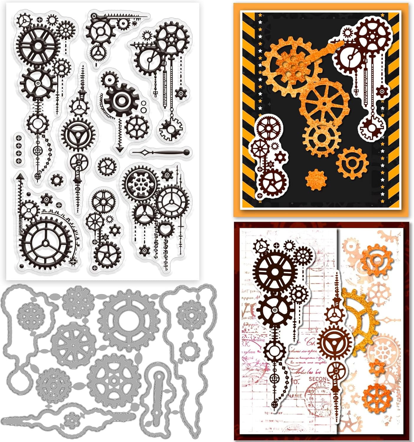 1Pc Carbon Steel Cutting Dies Stencils with 1 Sheet PVC Plastic Stamps ...