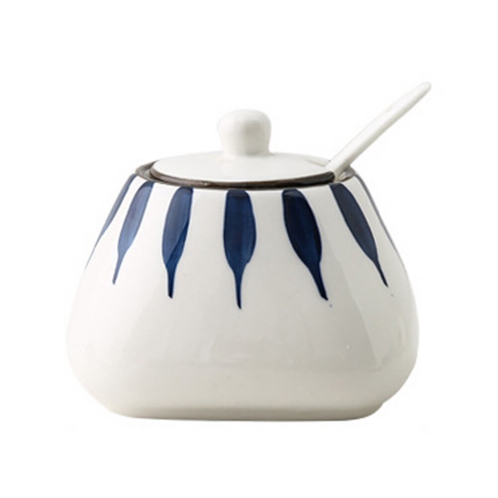 1Pc Ceramic Spice Jar Creative Pattern Condiment Jar with Spoon Lid ...