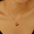 1Pc Cherry Stainless Steel FireBrick Enamel Pendant Cable Chain ...