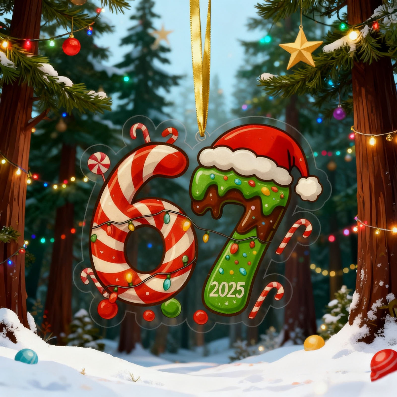 1Pc Christmas 67 Acrylic Ornament,Six Seven Funny Xmas Holiday Ornament ...