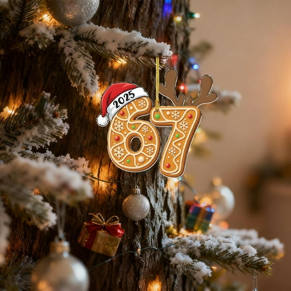 1Pc Christmas 67 Acrylic Ornament,Six Seven Funny Xmas Holiday Ornament ...