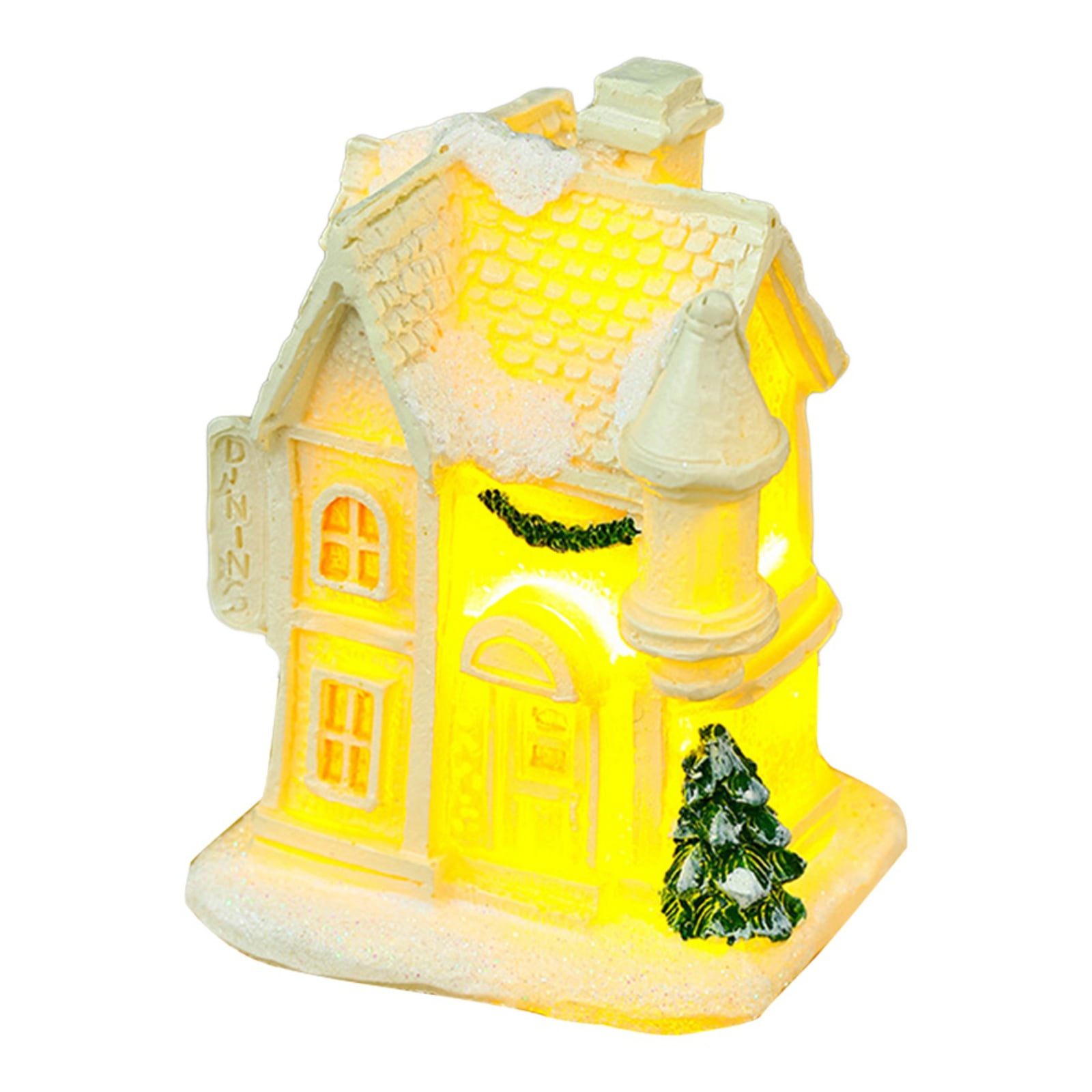 1Pc Christmas Glowing House Wooden House Cutout Lighthouse Ornament ...