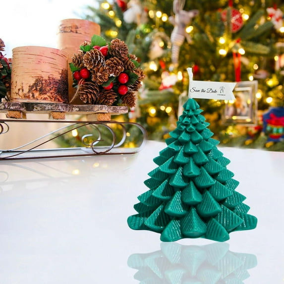 1Pc Christmas Tree Shaped Candle Set Red White Green Xmas Wax Scented ...