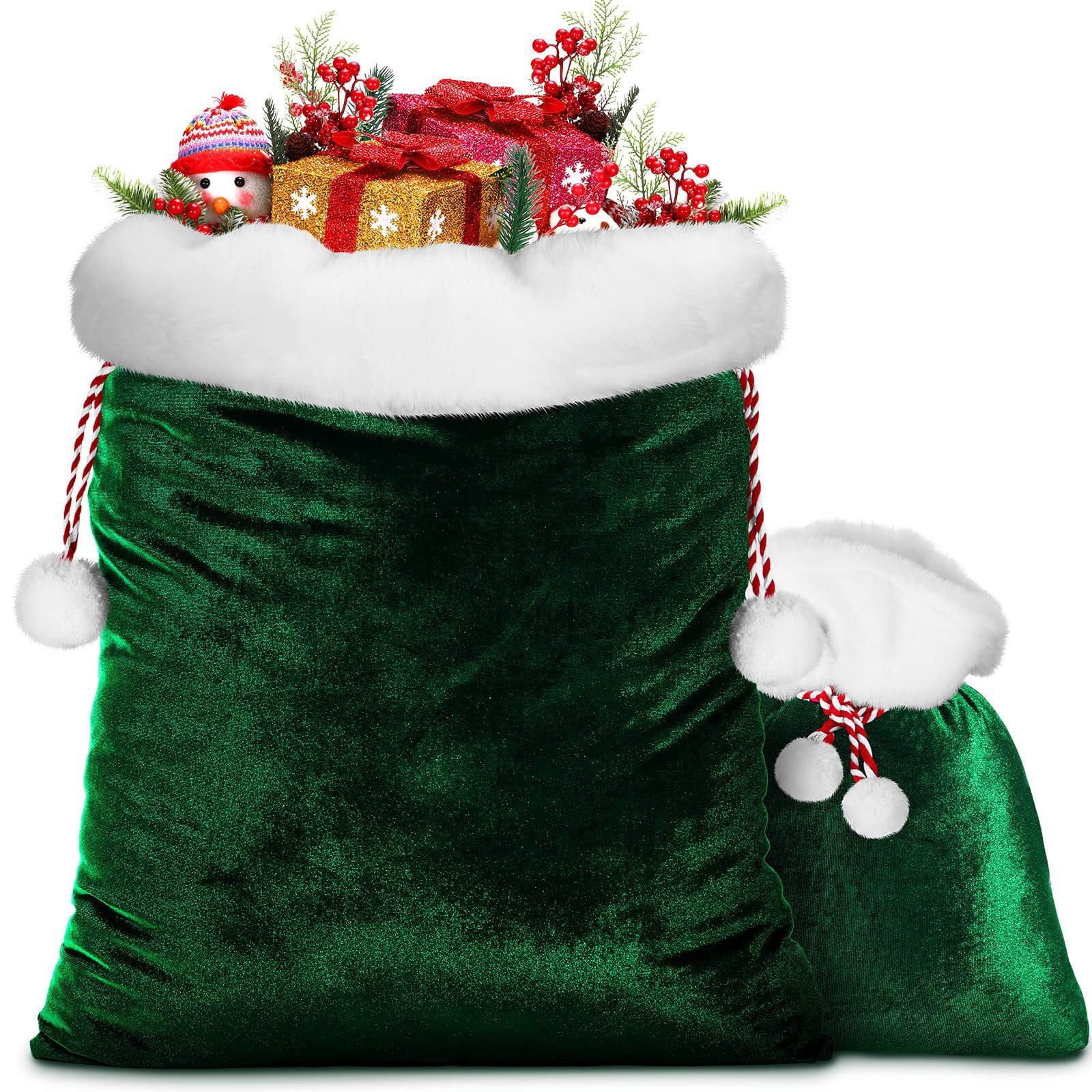 1Pc Christmas Velvet Santa Bags with Drawstring, Santa Sack, Large ...