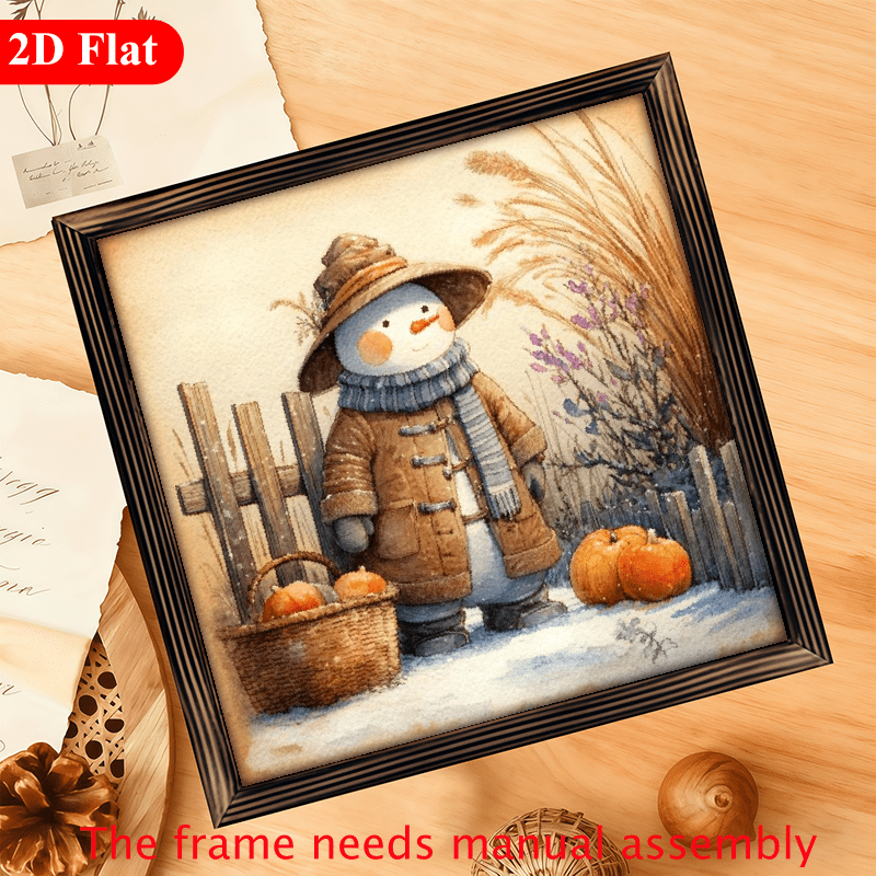 1Pc ChristmasWinter Frame Sign Snowman, autumn pumpkin, and fence ...