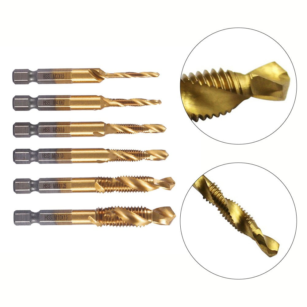 1Pc Coated Hss Tap Drill Bit Hex Shank Screw Thread Metric Tap Drill ...