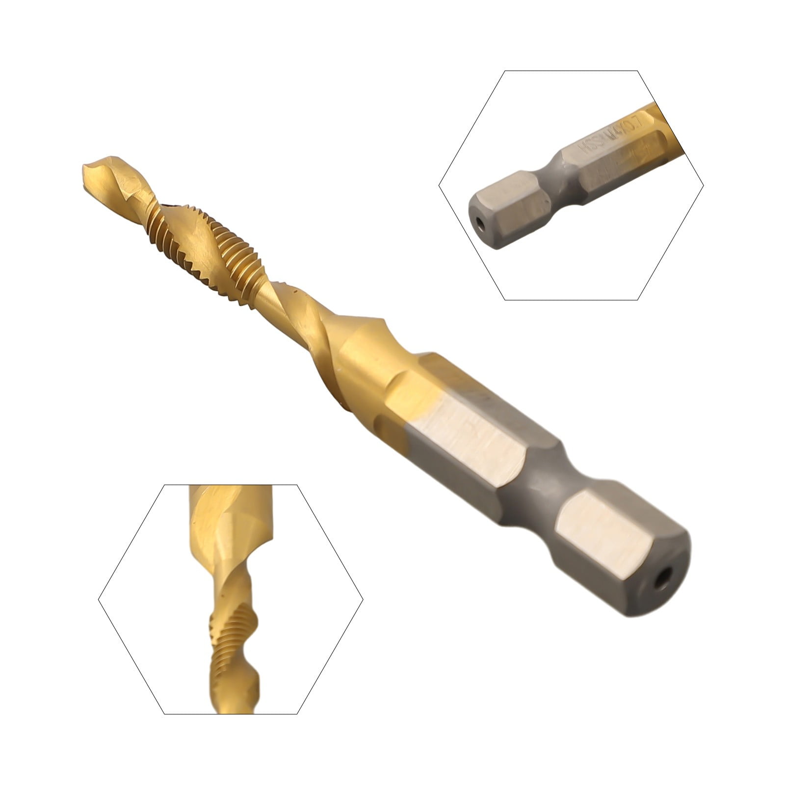 1Pc Coated Hss Tap Drill Bit Hex Shank Screw Thread Metric Tap Drill ...