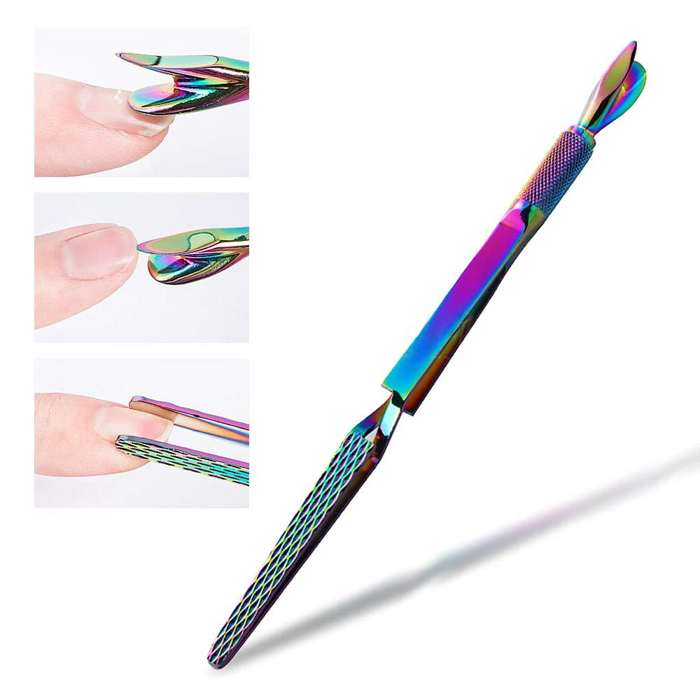 1Pc Colorful Stainless Steel Nail Art Pincher Cuticle Pusher Cuticle ...