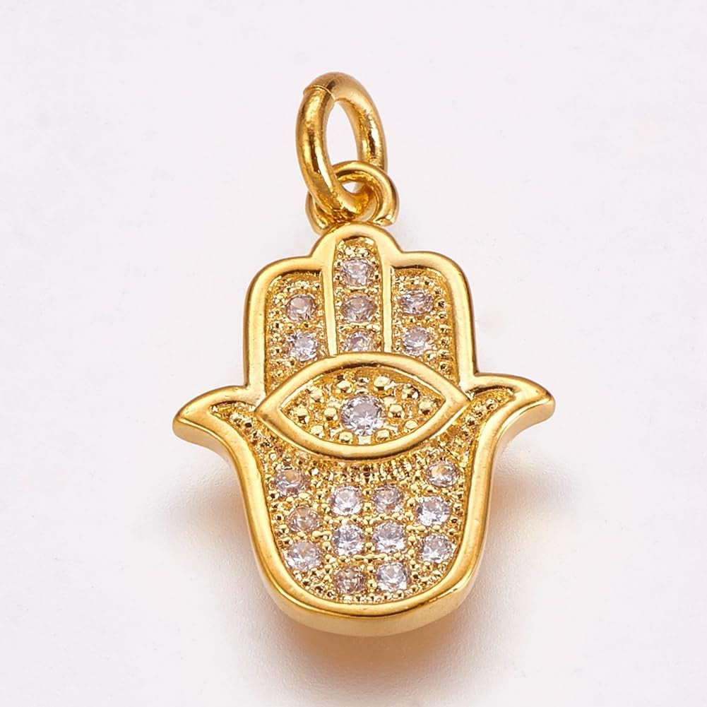 1Pc Cubic Zirconia Pendants Brass Micro Pave Cubic Zirconia Hamsa Hand ...