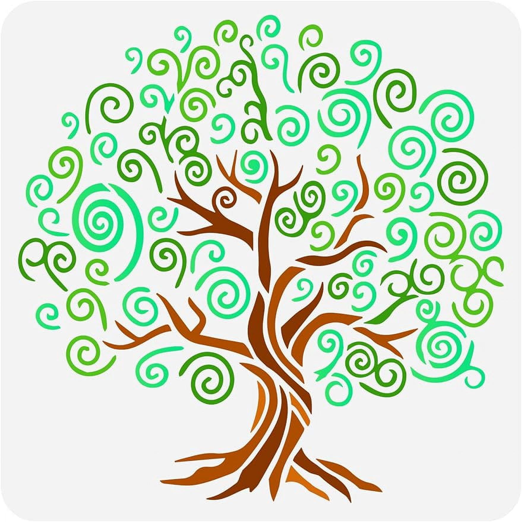 1Pc Curly Tree of Life Painting Stencil Drawing Template on Wood Wall ...