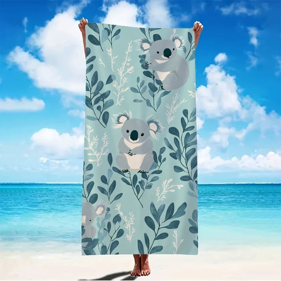 1Pc Cute Kangaroo Printed Beach Towel - Soft, Absorbent Polyester ...