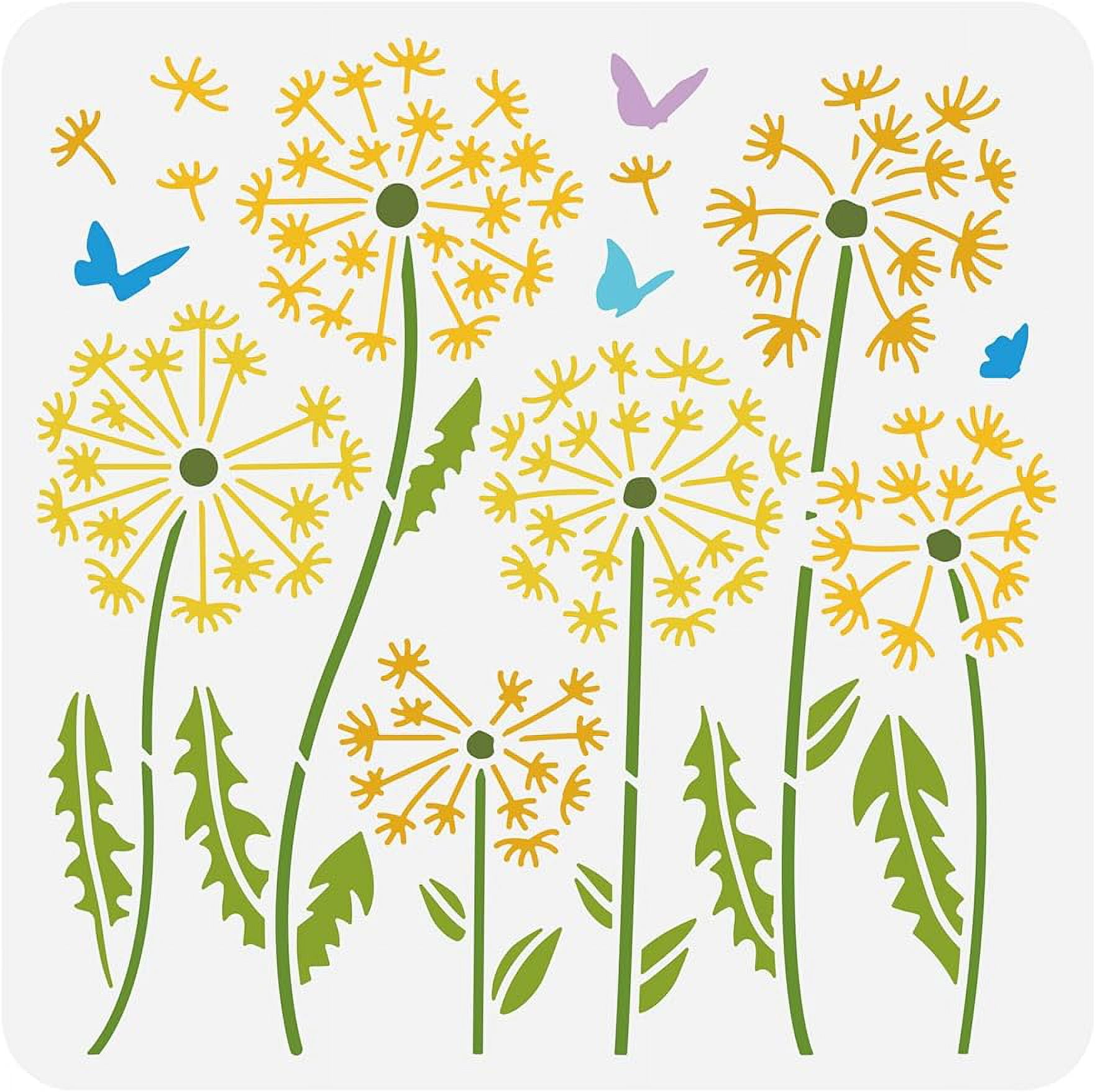 1Pc Dandelion Reusable Plastic Stencil Template 12x12inch for Painting ...