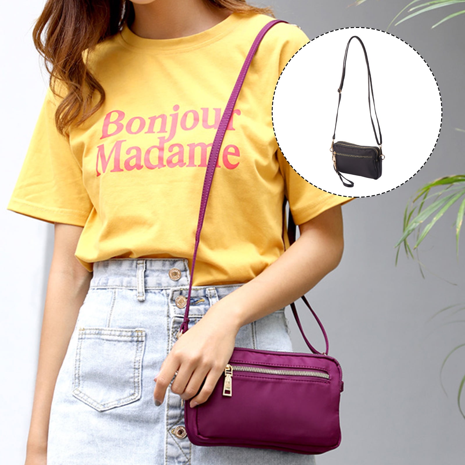 1Pc Dark Grey Woman Sling Bag Lightweight and Compact for School and ...