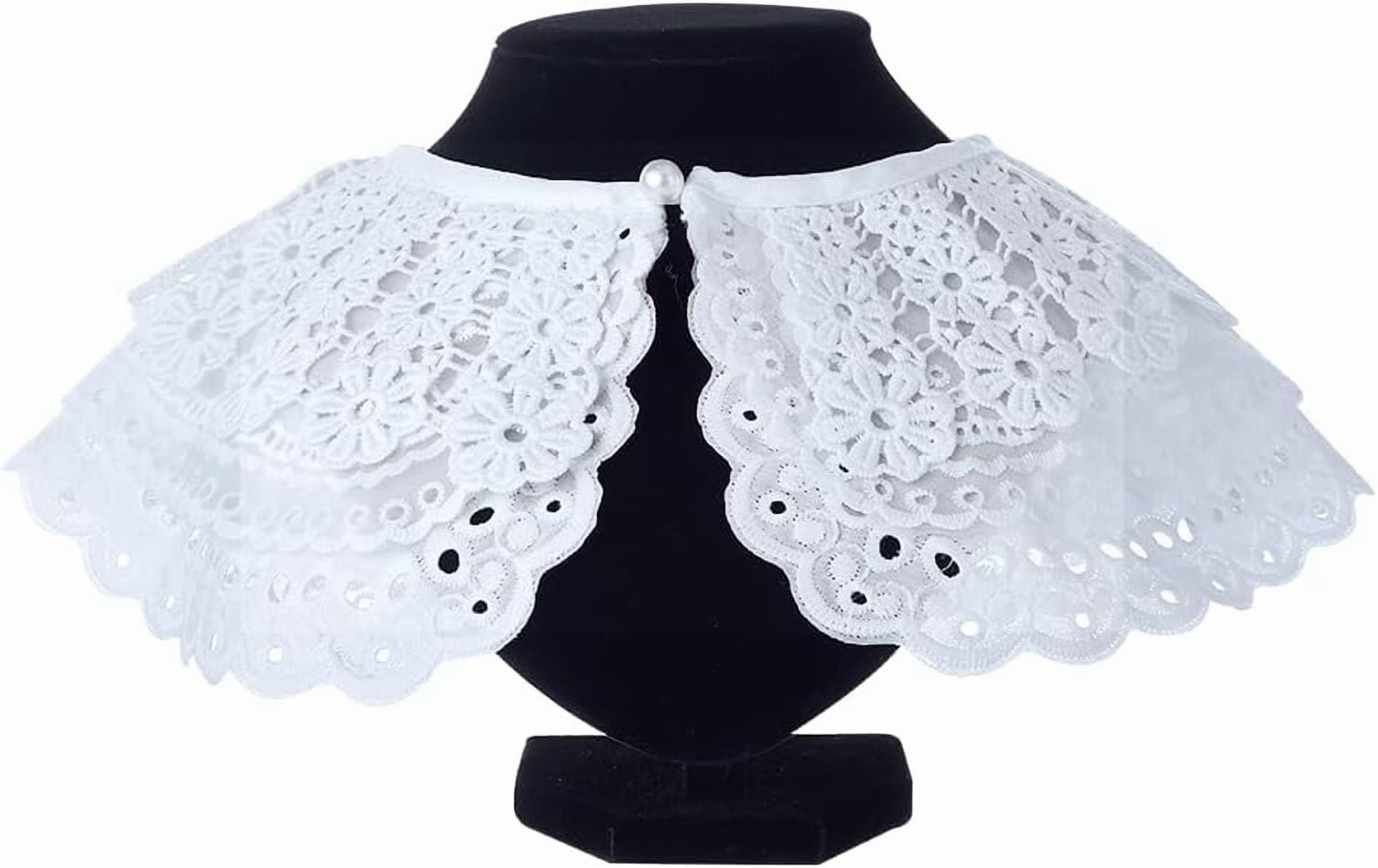 1Pc Detachable Polyester Collars with Plastic Imitation Pearl Button ...