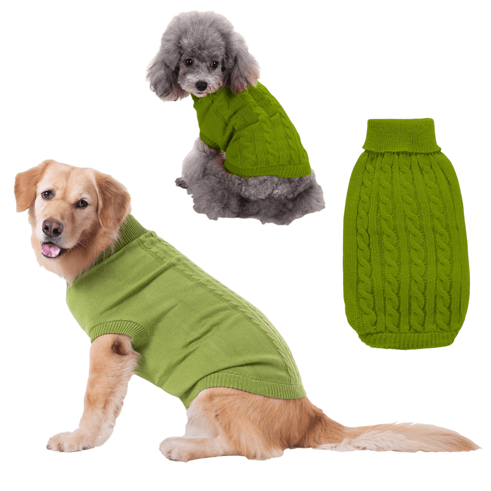 1Pc Dog Cable Knit Turtleneck Sweater, Winter Warm Knit Pullover For ...