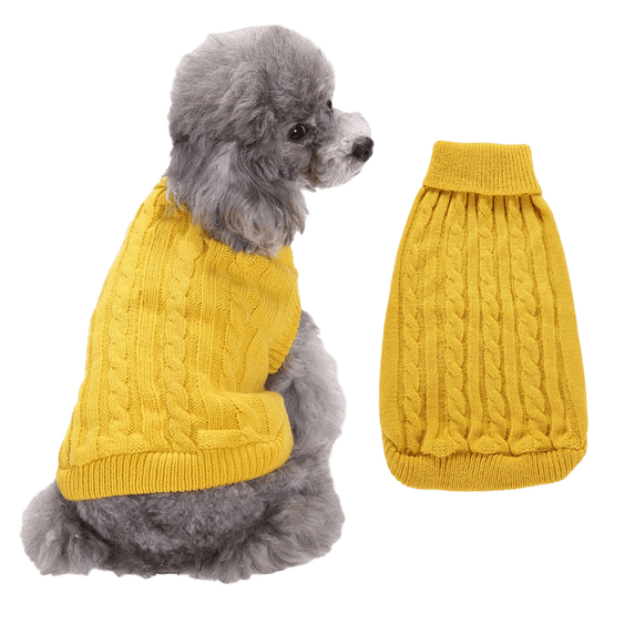 1Pc Dog Cable Knit Turtleneck Sweater, Winter Warm Knit Pullover For ...