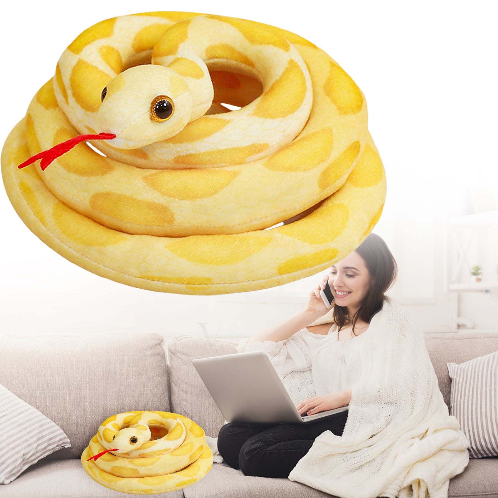 1Pc Doll,Yellow Snake Doll,Playful Plush Toy for Kids Soft Cuddly ...