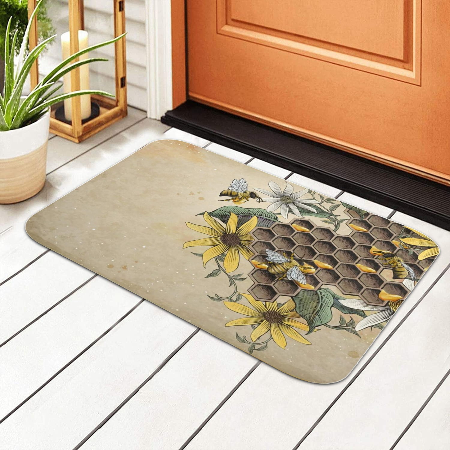 1Pc Door Mat Bee Festival Decoration Door Mat Anti-Slip Bottom Indoor ...