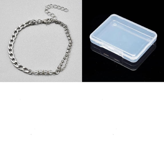 1Pc Double Layered Anklets Iron Rhinestone Curb Chain 2-Strand Anklets ...