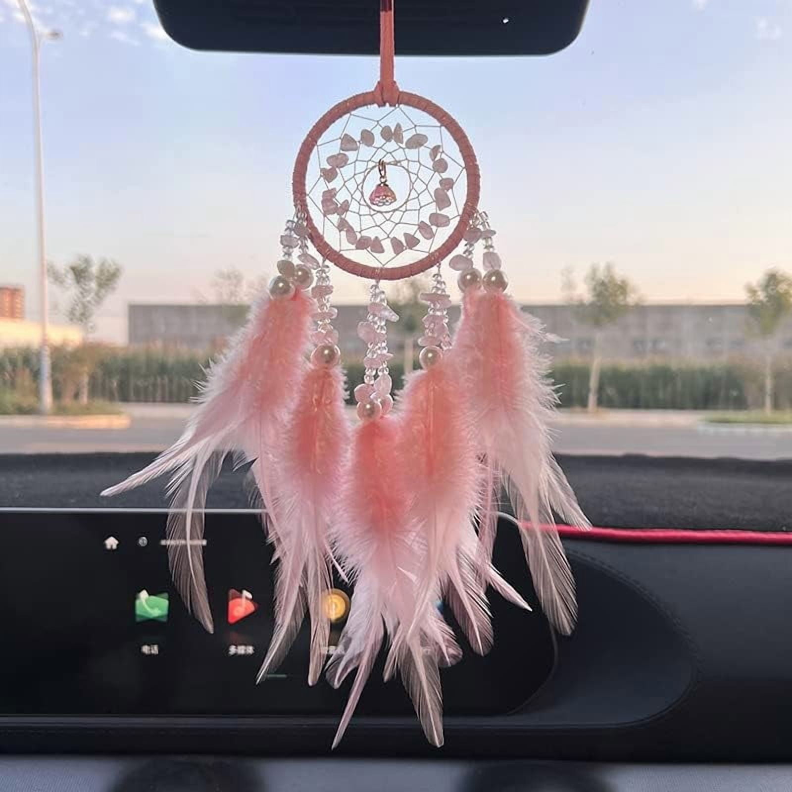 1Pc Dream Catcher Natural Rose Quartz Woven Web Net with Pendant ...