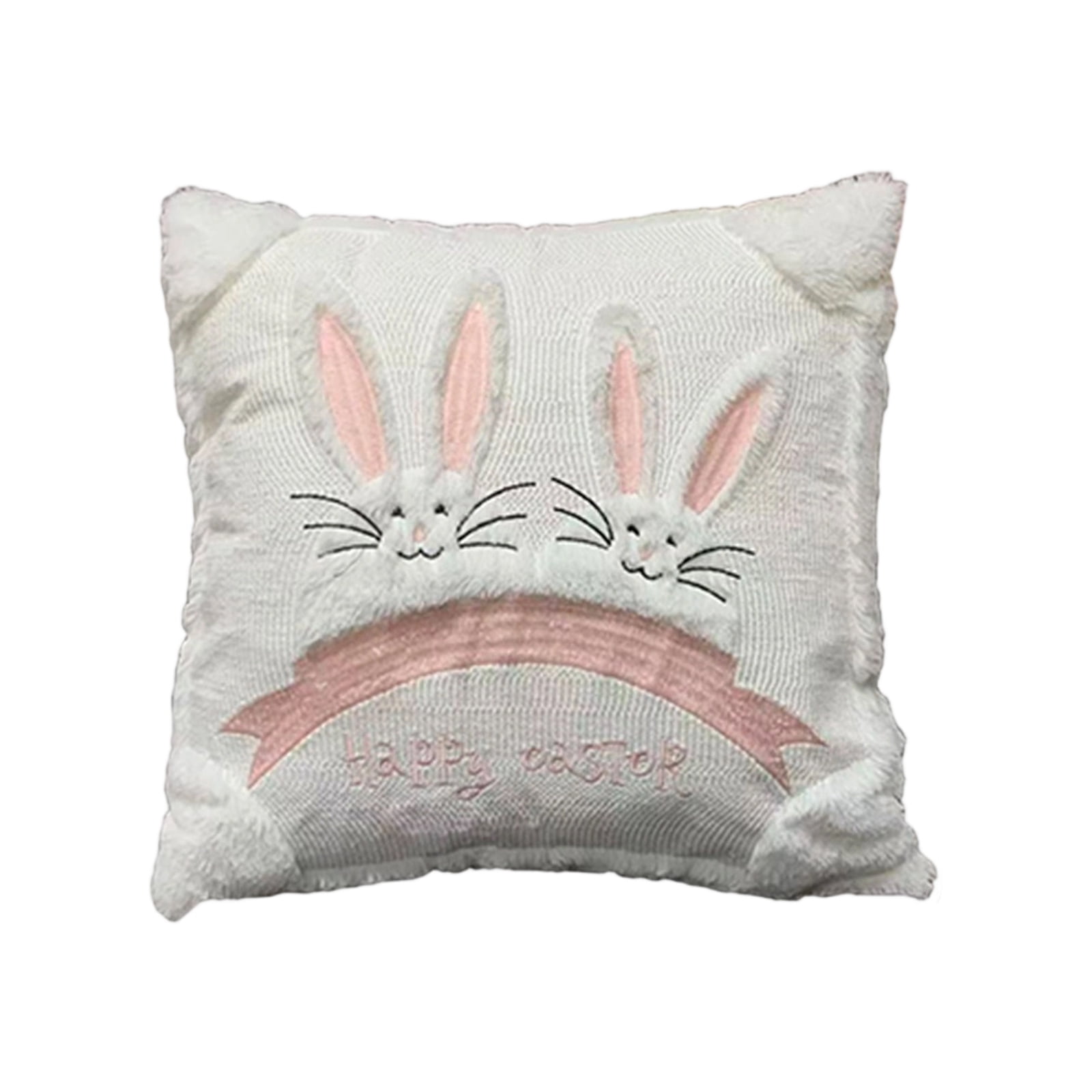 1Pc Easter Bunny Pillow Covers 18x18in, Ultra-Soft Plush Faux Fur White ...