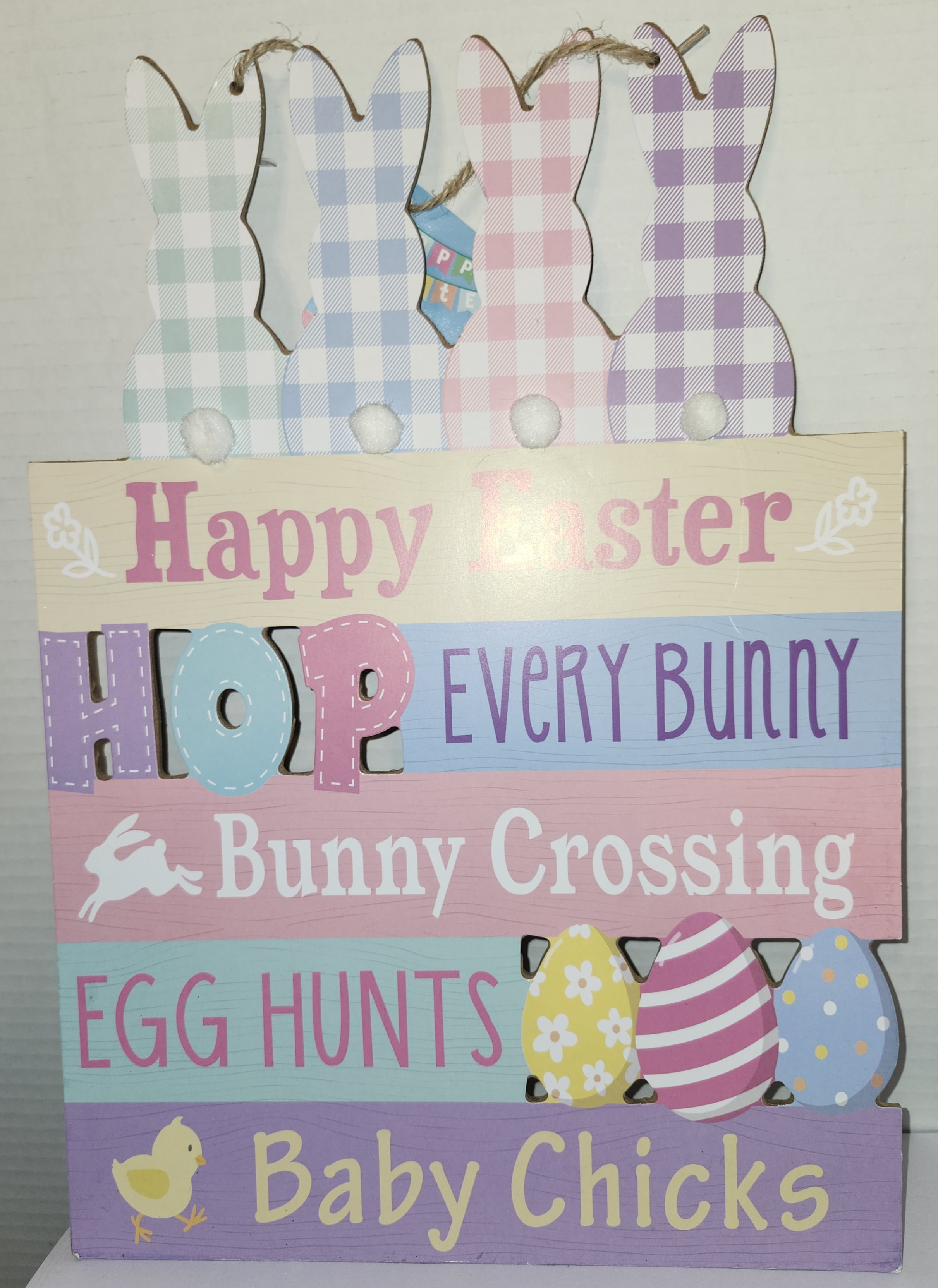 1Pc Easter Door Sign Rabbit Hanging Sign Happy Easter Wooden Sign ...