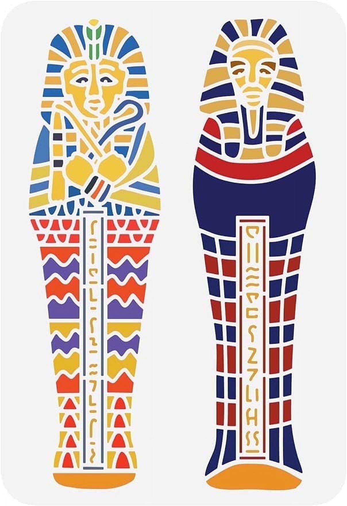 1Pc Egyptian Pharaoh Statue Painting Stencil Drawing Template on Wood ...