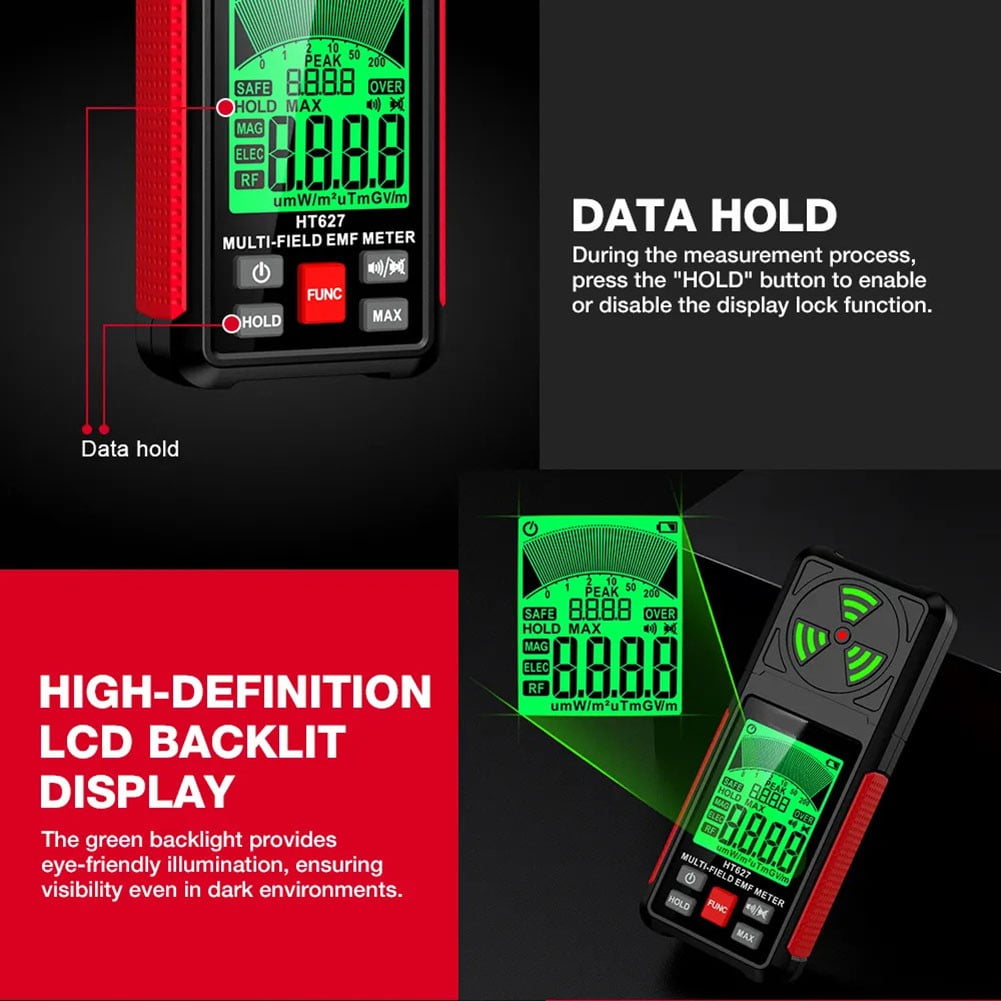 1Pc Emf Meter,3 In 1 Emf Detector Electromagnetic Field Radiation ...