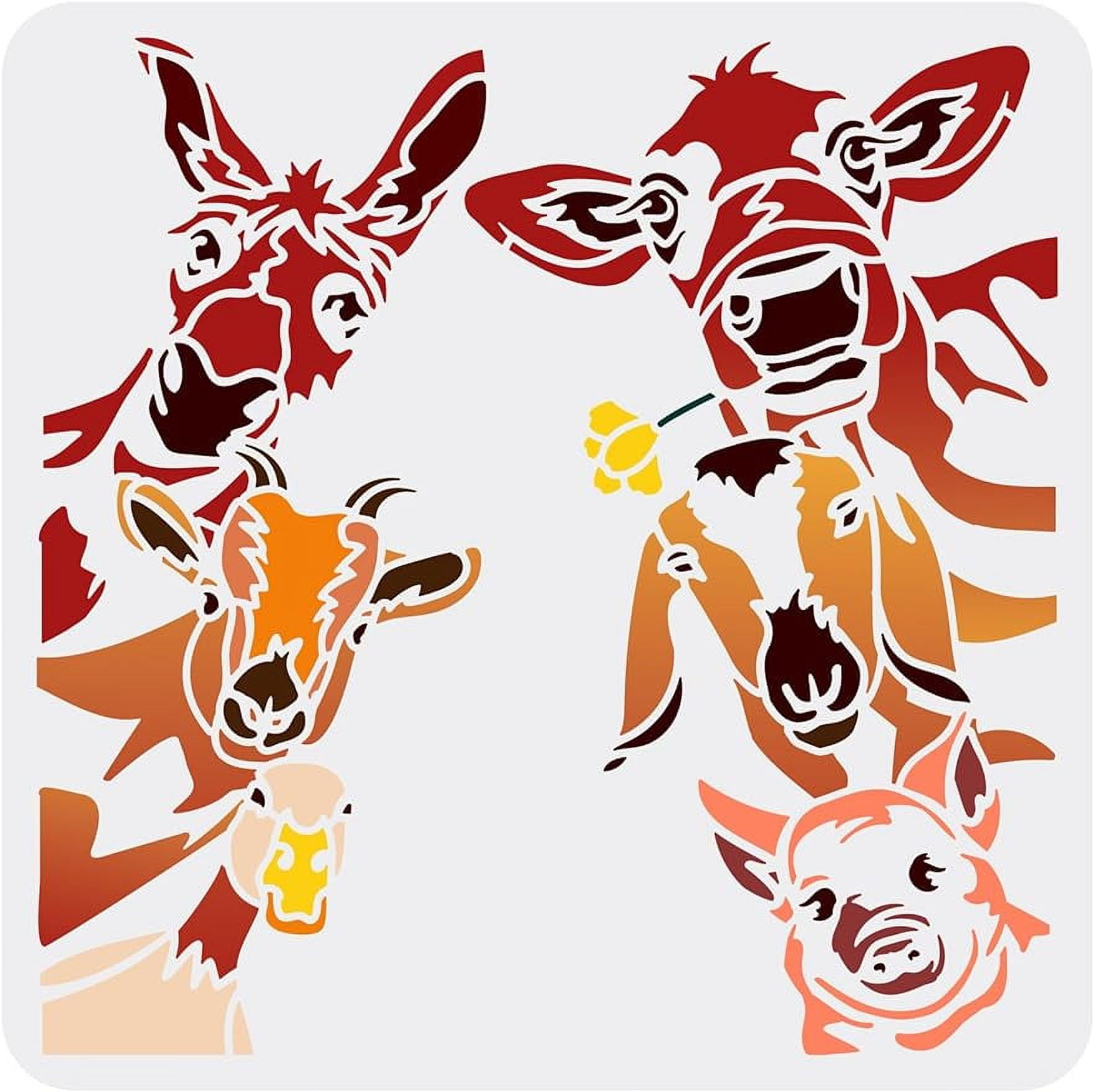 1Pc Farm Animals Head Painting Stencil Template 11.8x11.8inch for DIY ...