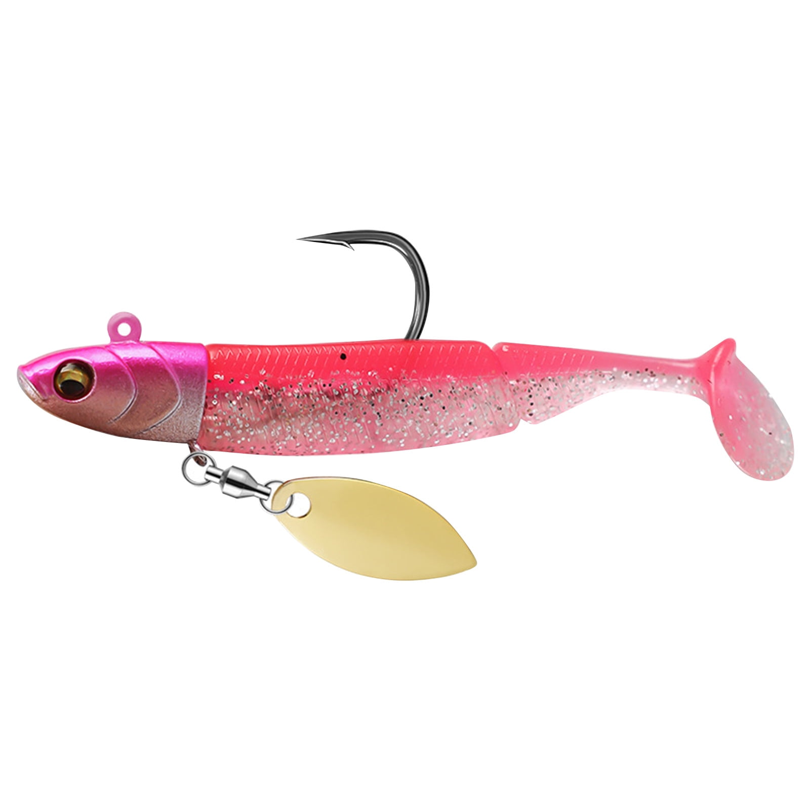 1Pc Fishing Lure, 20G T-Tail Soft Bait With Lead, Pink Head (With ...