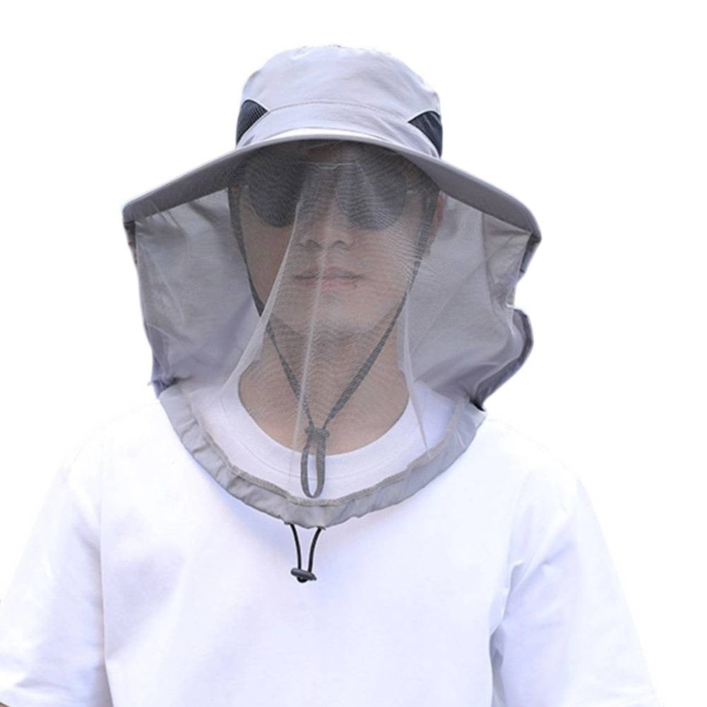 1Pc Fishing Mosquito-Proof Hat Breathable Mesh Face-Covering Sun ...