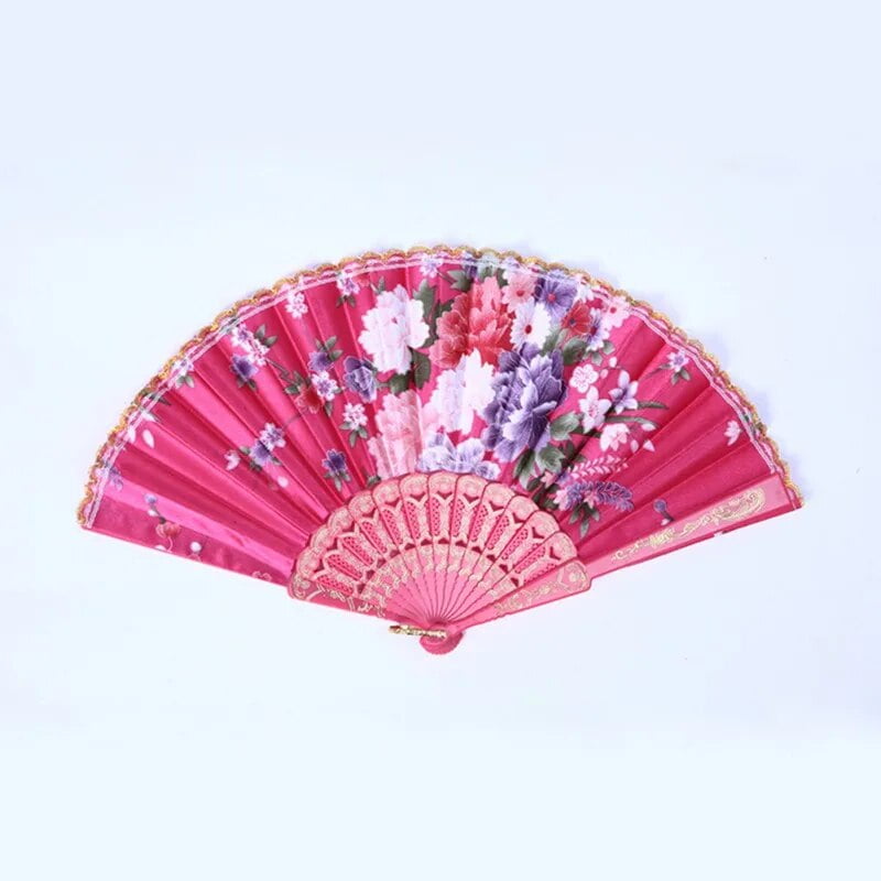 1Pc Floral Folding Hand Fan Vintage Handheld Silk Cloth Fans with ...