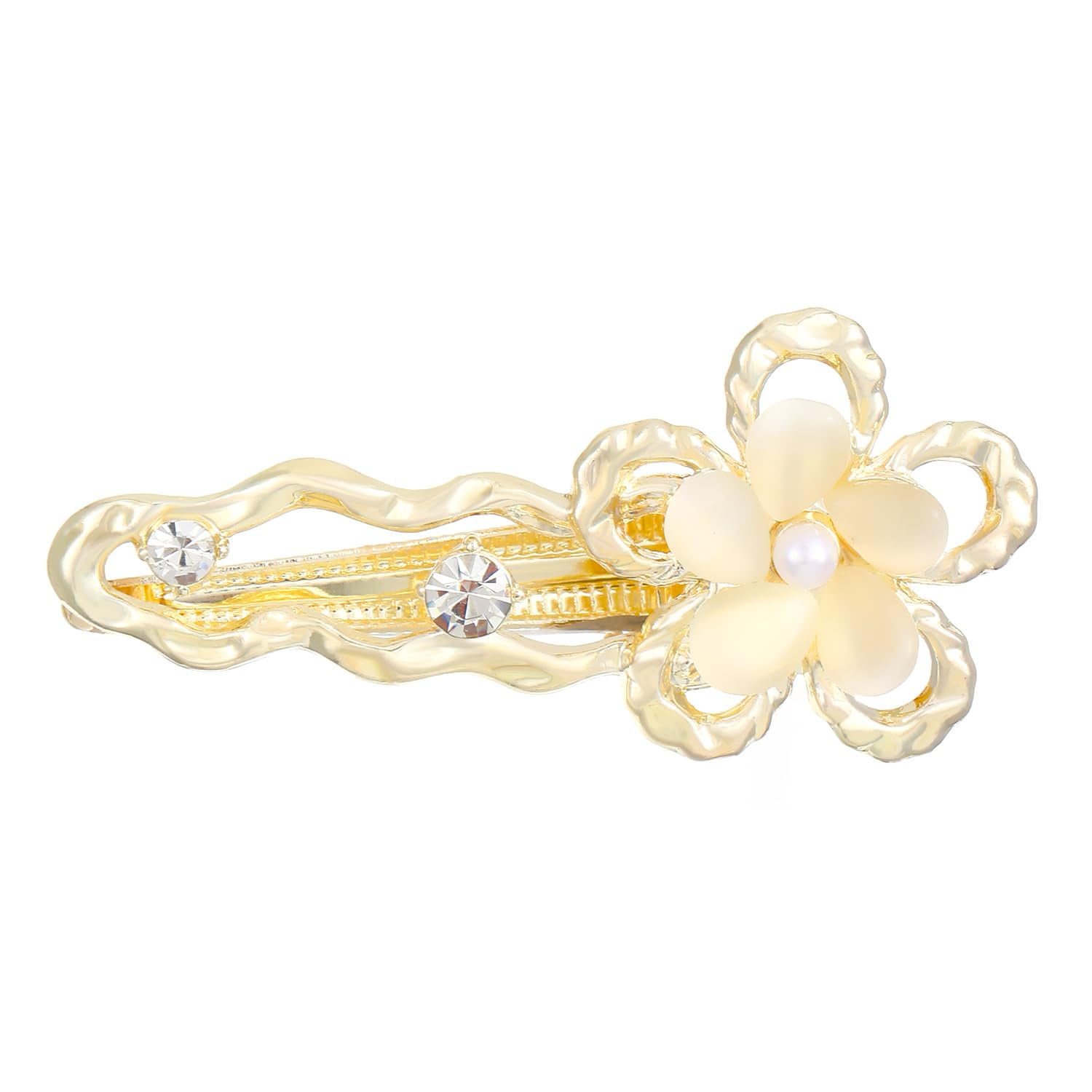 1Pc Flower Hair Clips Alloy Hairclips with Cat Eye and Rhinestone ...