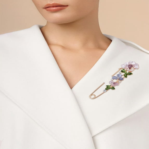 1Pc Flower Safety Pin Alloy Rhinestone Brooches for Clothes Backpack ...
