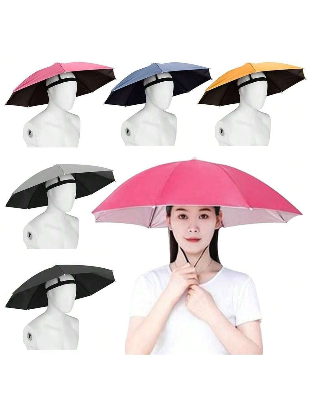 1Pc Foldable Head Umbrella Hat Windproof Fishing Head Wearing Sunshade ...