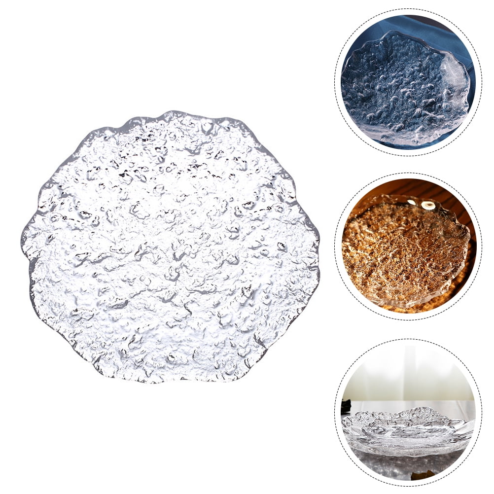 1Pc Food Service Plate Glass Dinner Plate Household Glass Dessert Dish ...