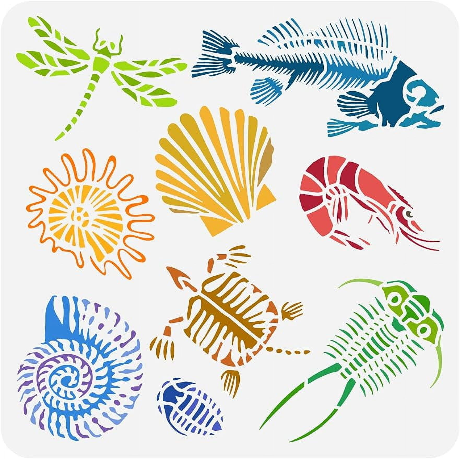 1Pc Fossils Painting Stencil Drawing Template for Wood Canvas Fabric ...