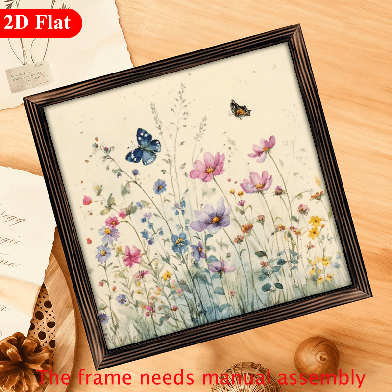 1Pc Frame Sign Wildflowers and Butterflies, Natural Ecology, Watercolor ...