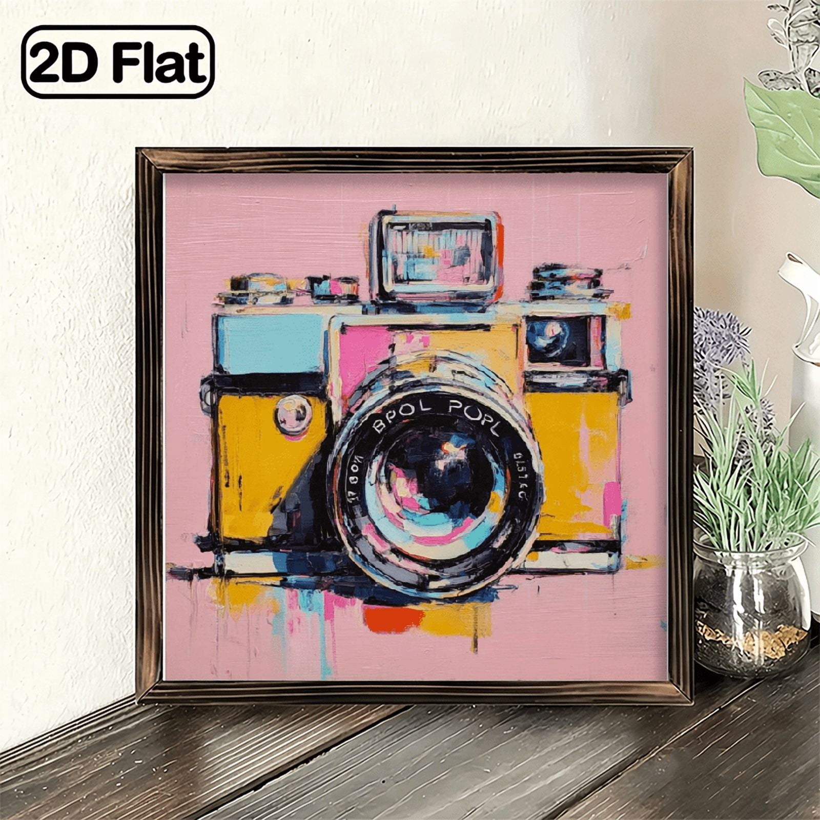 1Pc Frame Vintage Camera, Colorful Abstract Elements, Pop Art Style ...