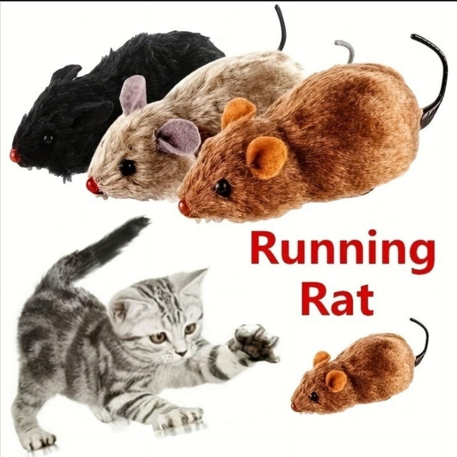 1Pc Funny Lifelike Plush Mouse Running Rat Toy for Cats Dogs Tail Mouse ...
