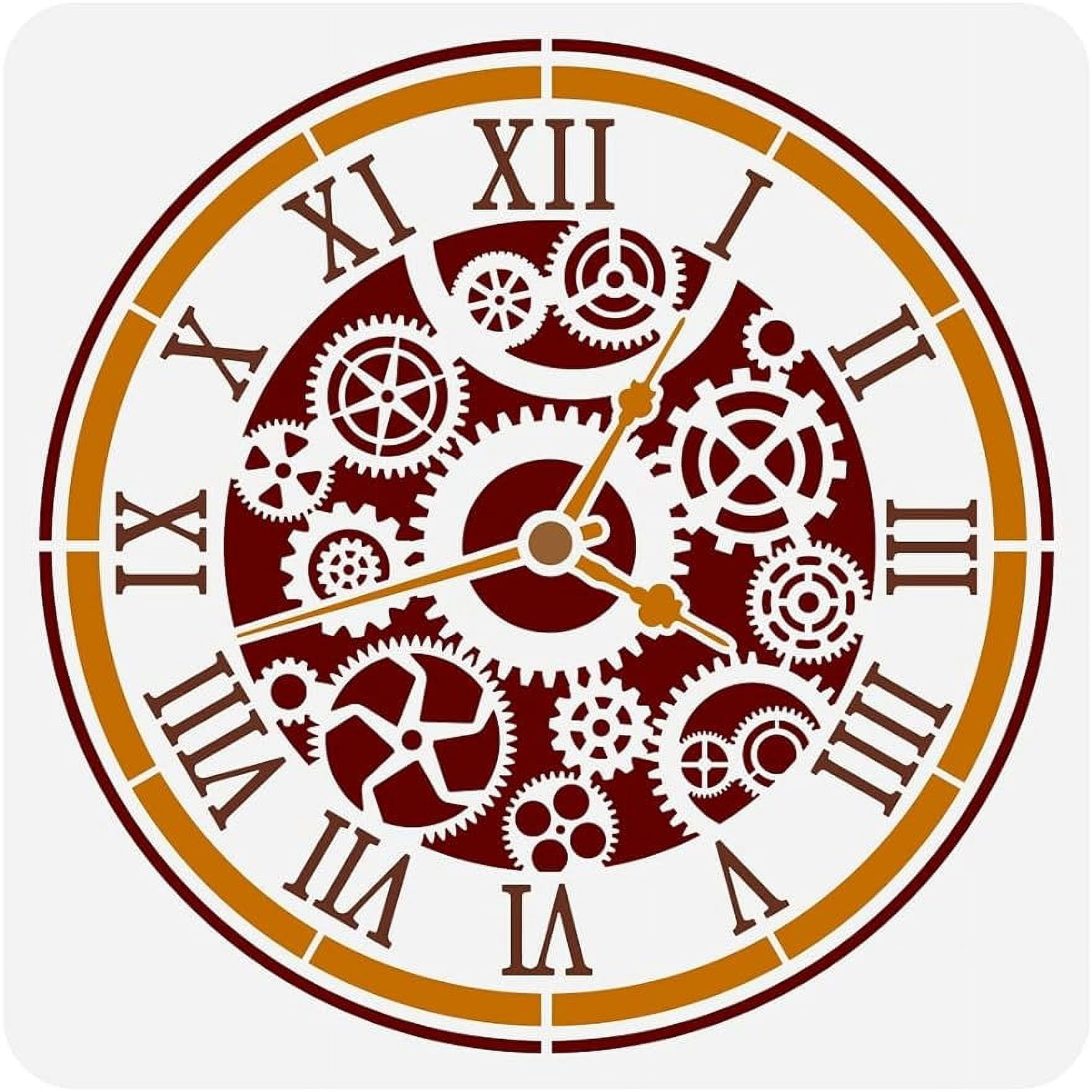 1Pc Gear Clock Painting Stencil Reusable Cyborgpunk Clock Pattern ...