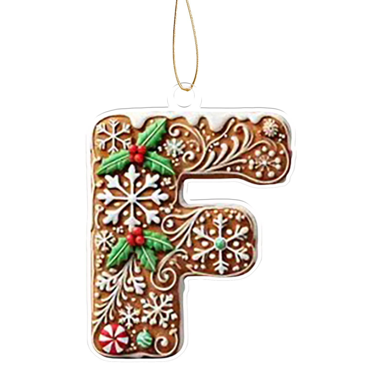 1Pc Gingerbread Alphabet Ornaments for Christmas Tree, 26 Initial Candy ...